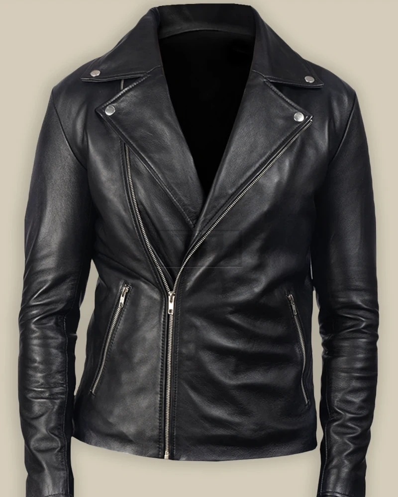 Buy Men Simple Black Leather Jacket [23% OFF] - TorseJackets