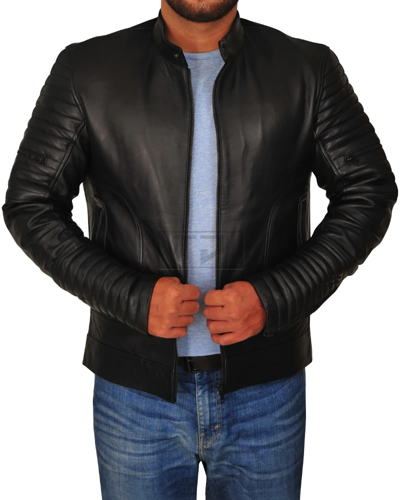 Dapper Black Leather Jacket For Men [16% OFF] - TorseJackets