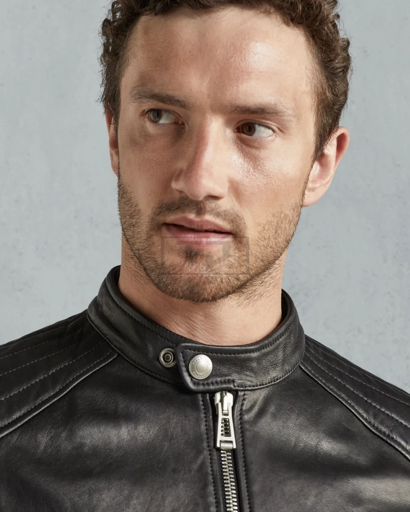 Buy Men Simple Black Biker Leather Jacket [16% OFF] - TorseJackets